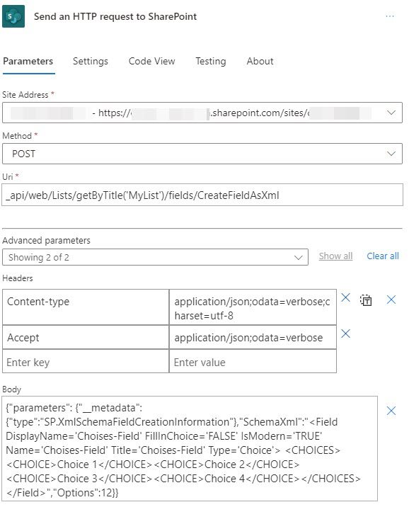 SharePoint REST API: Create a List Choice XML type field - cloudopszone.com
