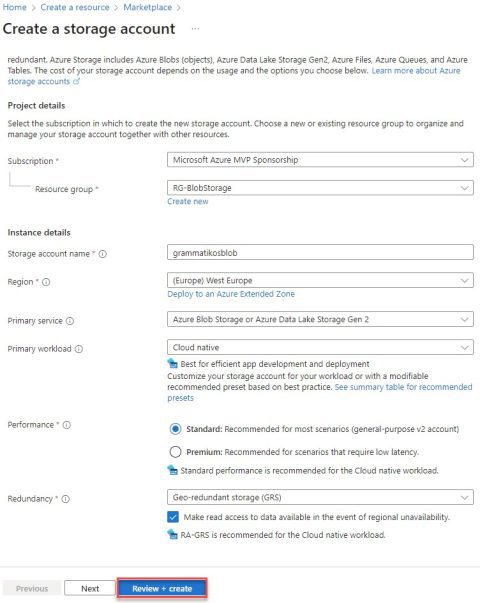 Azure: Create an Azure Storage account with a blob container ...